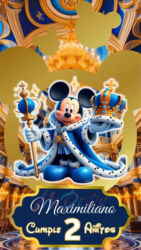 Invitación Digital De Cumpleaños Animada De Mickey Mouse Rey O