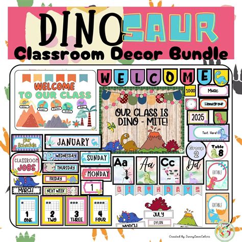 Dinosaur Classroom Decor Theme Bundle Printable Digital Download Etsy
