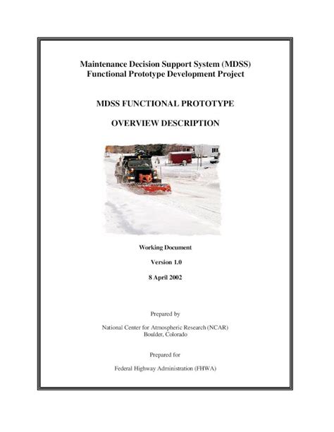 PDF MDSS Description Version1 0 This Maintenance Decision Support