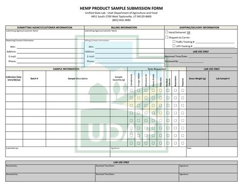 Utah Hemp Product Sample Submission Form Fill Out Sign Online And