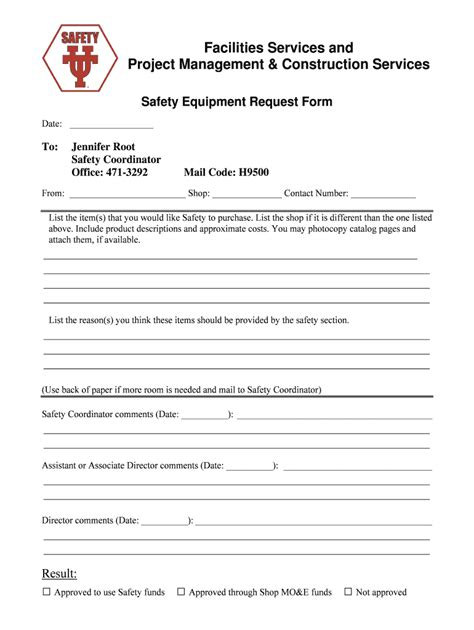 Fillable Online Safety Equipment Request Form Fax Email Print Pdffiller