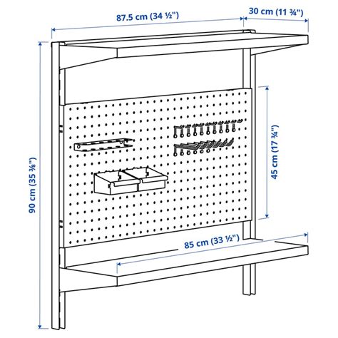 Bror Wall Shelf Combination With Pegboard2 Shelvesblack 88x30x90 Cm Ikea