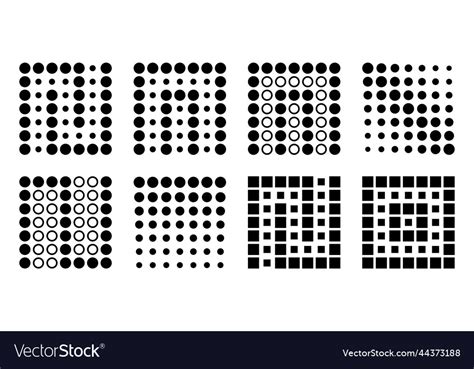 Set Of Eight Dotted Square Shapes Isolated Vector Image
