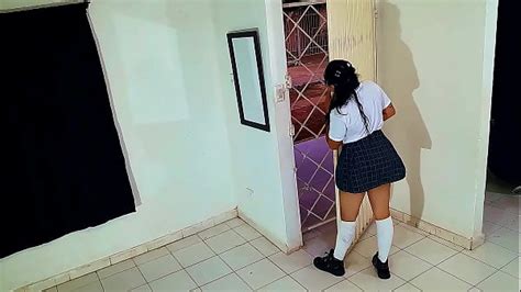 Young Student In College Uniform Gives A Blowjob To Unknown Delivery