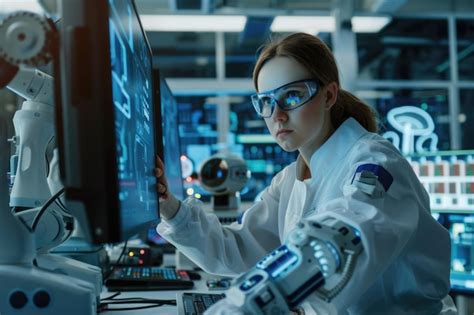 Female Engineer Develops Ai Technology In Robotics Lab With Advanced