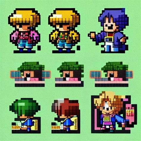 Rpg Character 32x 32 Bit Pixel Art Sprite Sheet Anime Style Free Ai