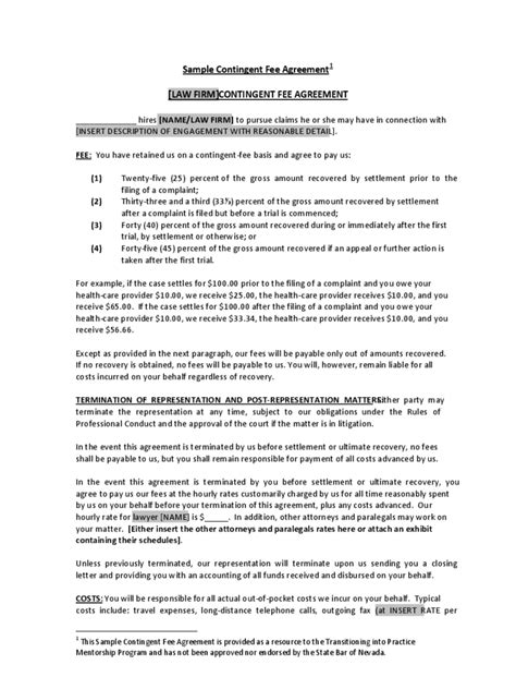 Contingency Fee Agreement Form 7 Free Templates In Pdf Word Excel