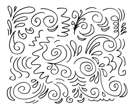 손으로 그린된 벡터 스케치 낙서 만화 세트 곱슬 머리와 개념 디자인에 대 한 장식 요소 소용돌이 프리미엄 벡터