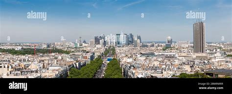 Paris Skyline La Defense Financial District In Paris France Traffic