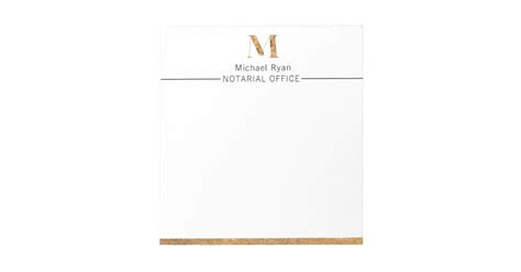 Elegant Classy White And Gold Personalized Monogram Notepad Zazzle