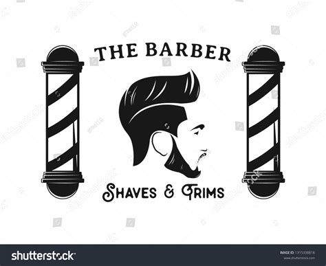 Men Barbershop Hairstylist Banner Logo Badge เวกเตอร์สต็อก ปลอดค่า