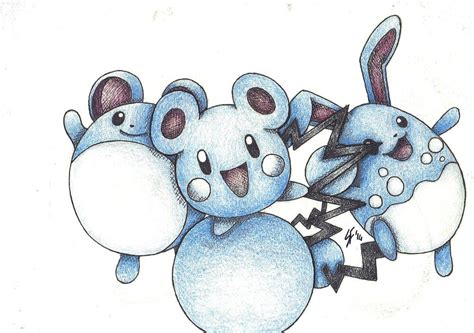 Marill Azurill E Azumarill By Sf Artist On Deviantart Cute Pokemon