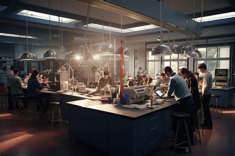 Premium Ai Image High School Physics Lab With Students Conducting E
