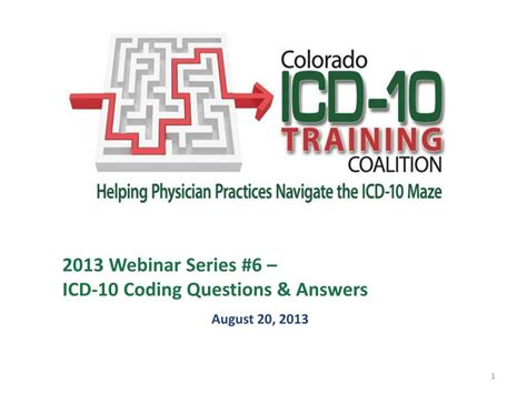 Ppt 2013 Webinar Series 6 Icd 10 Coding Questions And Answers August 20 2013 Powerpoint