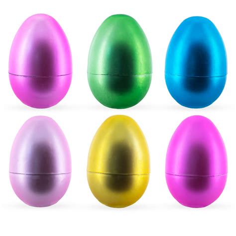 Set Of 6 Matte Metallic Finish Large Plastic Easter Eggs 3 15 Inches