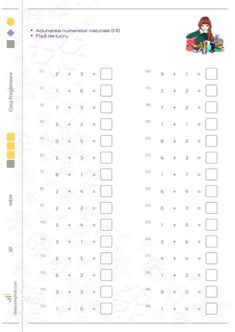 Clasa Pregătitoare Adunarea Numerelor Naturale 0 10 Fișă De Lucru
