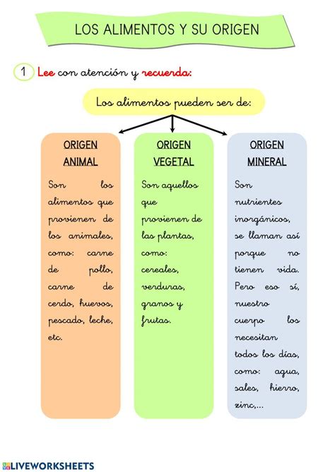 Alimentos Y Su Origen Worksheet Artofit