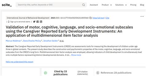Citation Report Validation Of Motor Cognitive Language And Socio Emotional Subscales Using