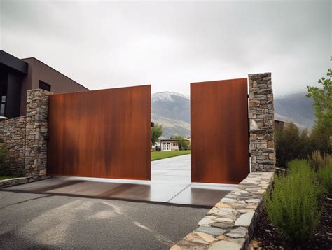 Entrance Gate Made Of Cor Ten® Steel Filled Minimalist Form