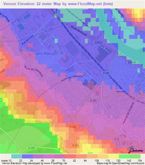 Elevation Of Vernon France Elevation Map Topography Contour