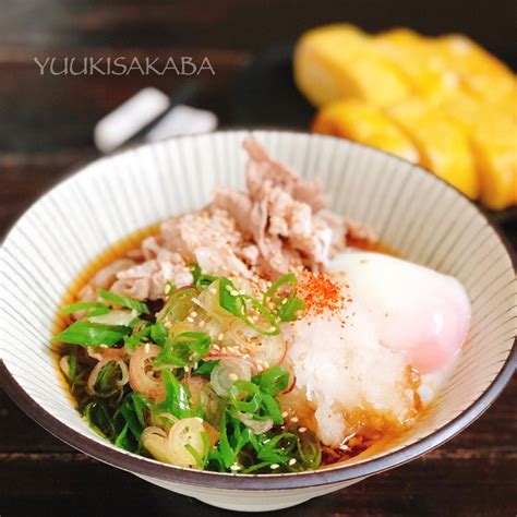 かんたんランチ。豚しゃぶおろしのぶっかけ蕎麦。 ゆうき酒場