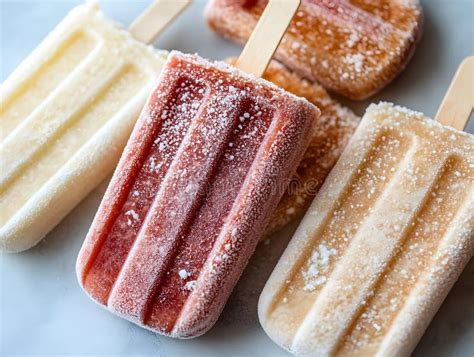 Assorted Frozen Popsicles On A Light Background Generative Ai Stock Image Image Of Dessert