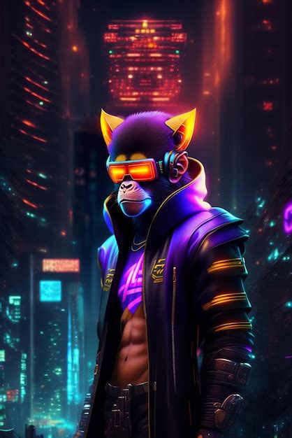 Premium Ai Image Nft Art Of A Cyber Punk Monkey Anime Style Full View