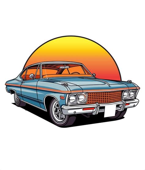 Premium Vector Classic Vintage Car Vector Classic Car On The Summer Beach