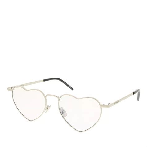 Saint Laurent Loulou Heart Shaped Acetate Sunglasses Silver Silver