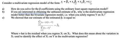 Solved Consider A Multivariate Regression Model Of The Form