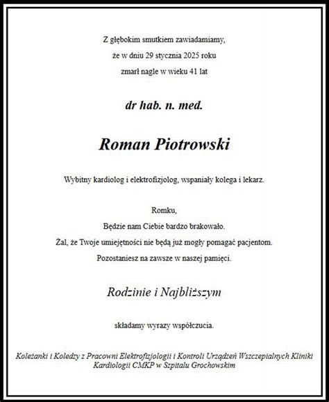 Nie żyje Prof Roman Piotrowski Wybitny Kardiolog Lekarz Miał Zawał