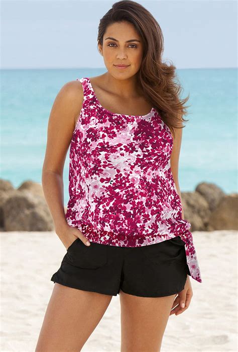 Beach Belle Blushing Blossom Plus Size Blouson Cargo Shortini Women