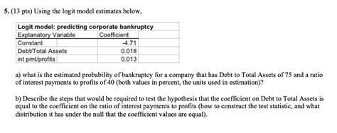 Solved Pts Using The Logit Model Estimates Below A Chegg