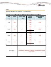 Lab Kinetic Energy Babe Guide 1 Pdf Data Record Your Data Either In Your Lab Notebook Or