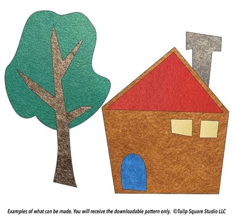 Free Appliqué Pattern Silly House and Tree TulipSquare