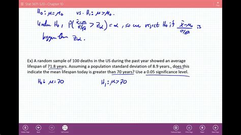 hypothesis testing p values and tests on the mean youtube
