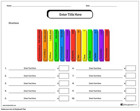 Place Value Worksheet Place Value Template Printable Preschool