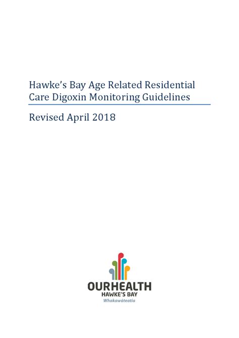 Arrc Digoxin Monitoring Guidelines For Aged Care Facilities Studocu