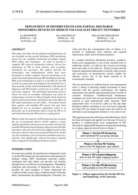 [pdf] Deployment Of Distributed On Line Partial Discharge Monitoring