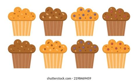 Set Muffins Color Vector Icons Chocolate Stock Vector Royalty Free Shutterstock