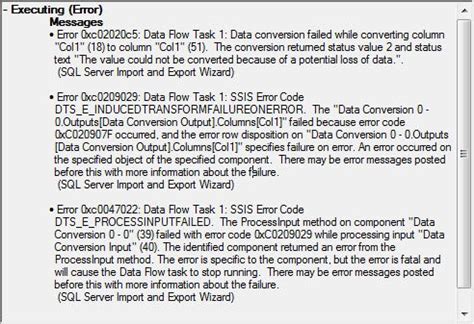 Sql Server Fix Error The Conversion Returned Status Value And Status Text The Value Could