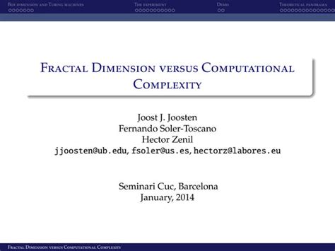 Fractal Dimension Versus Computational Complexity Ppt