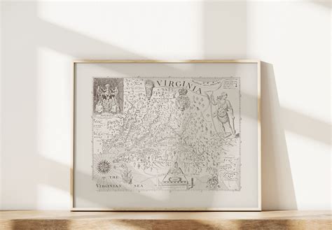 Vintage Virginia Map Historical Map Of Virginia Powhatan Antique Map