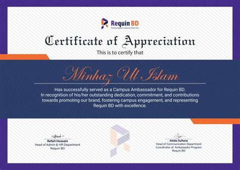 Grateful To Receive A Certificate From Requin Bd Marking The
