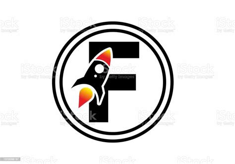 로켓 디자인이 있는 F 초기 문자의 블랙 컬러 개념에 대한 스톡 벡터 아트 및 기타 이미지 개념 개념과 주제 과학 Istock