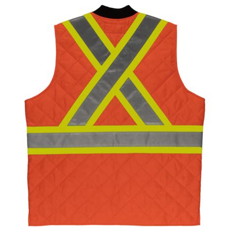 Tough Duck® Hi Vis Quilted Body Warmer Safety Vest X Back Ansi Cla