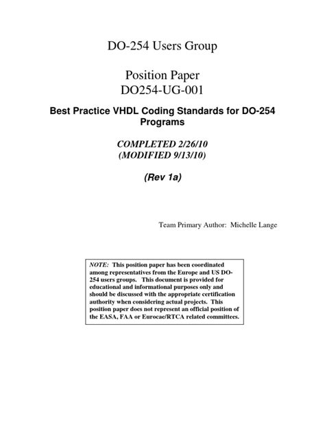 best practice vhdl coding standards for do 254 programs pdf