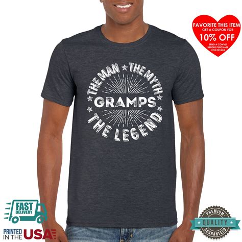 Gramps The Man The Myth The Legend Funny Shirt T For Grandpa Etsy