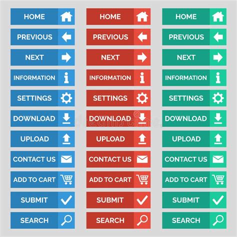 Collection Of Flat Web Buttons Stock Illustration Illustration Of Message Button 122018549