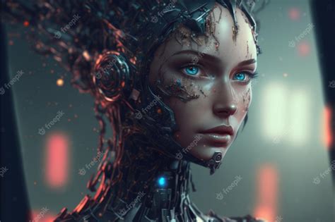 Premium Photo Closeup Hybrid Cyborg Beauty Transformation With A Girl